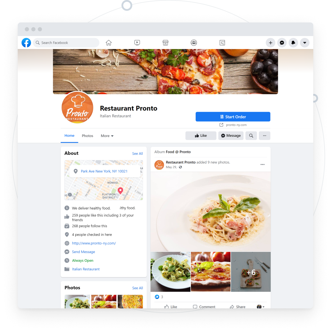 Restaurant menu for Facebook pages