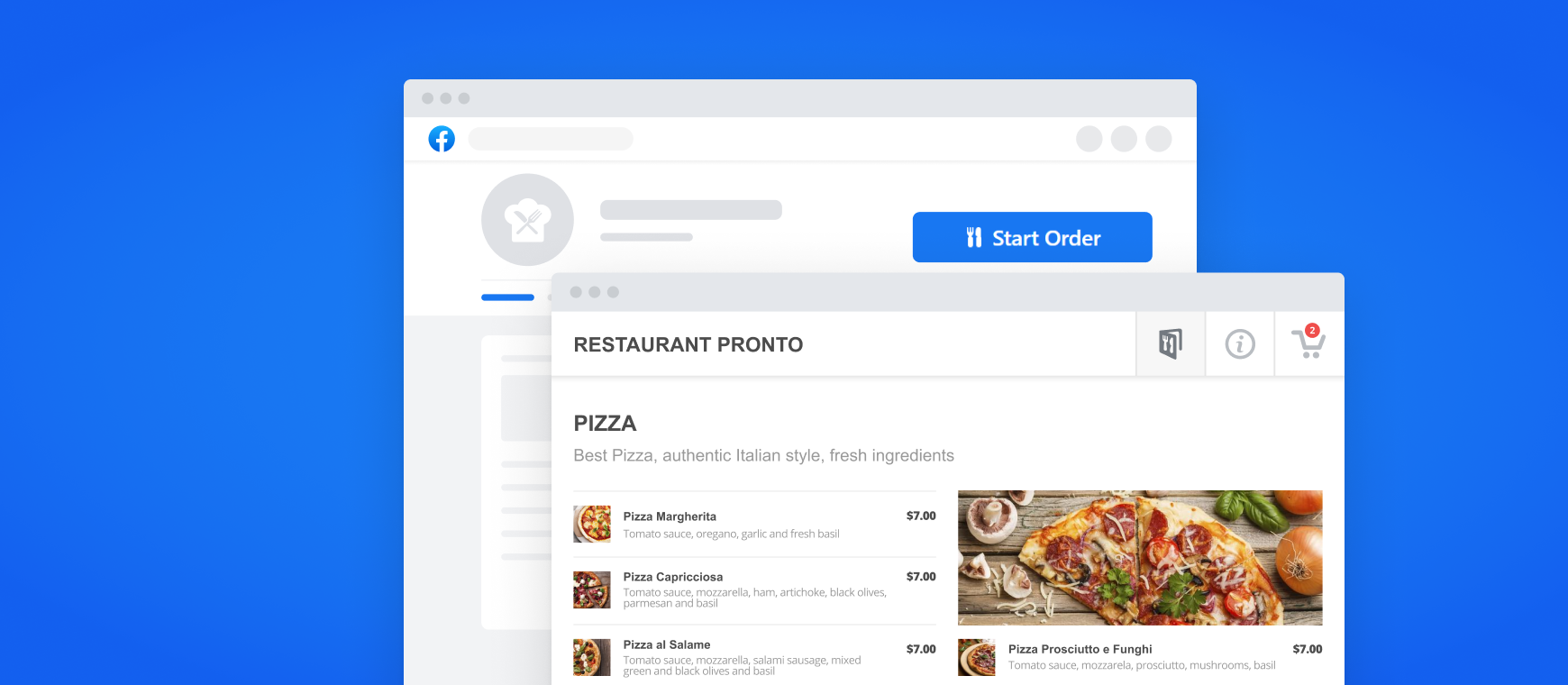 Facebook food ordering system for restaurants