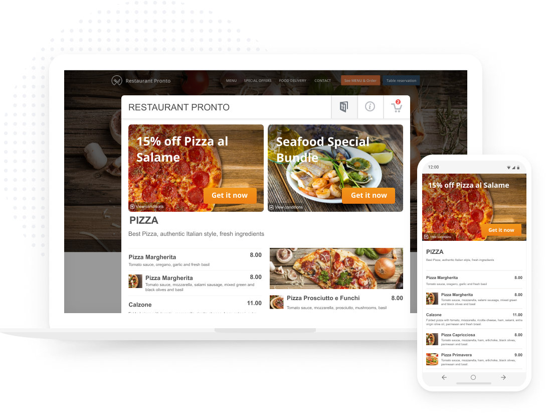 Restaurant menu generator with online ordering