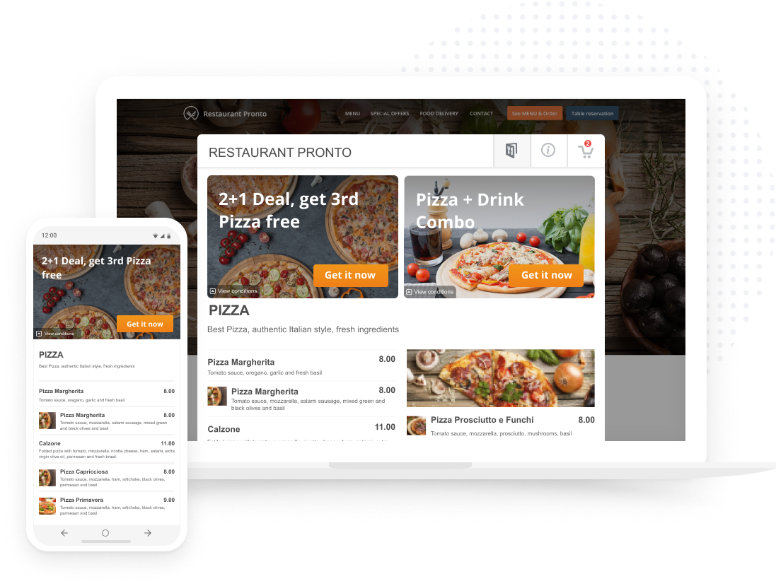 Menú de restaurante en Joomla