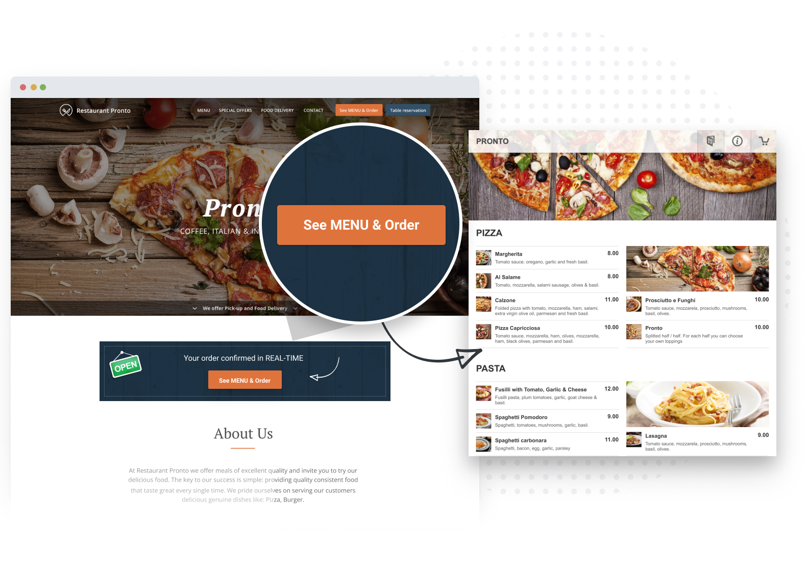 Menú de restaurante en Joomla