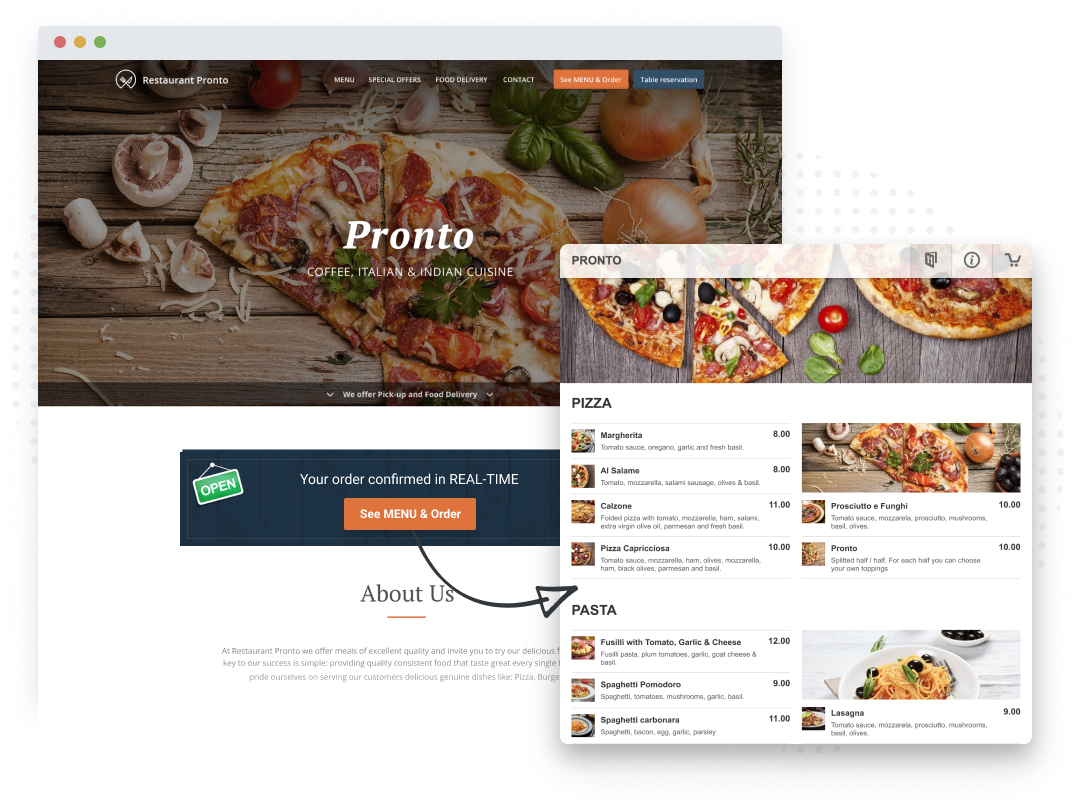 Free online restaurant menu with built-in online ordering