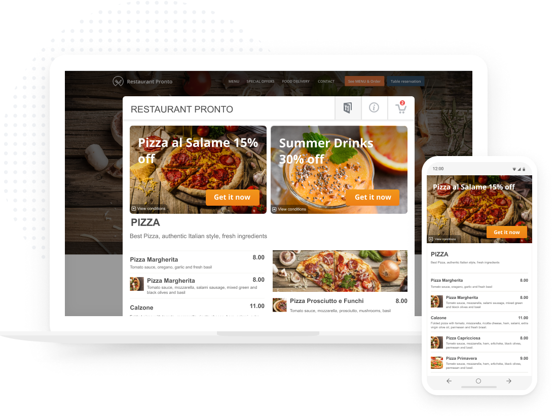 Online food menu maker with built-in promotions module