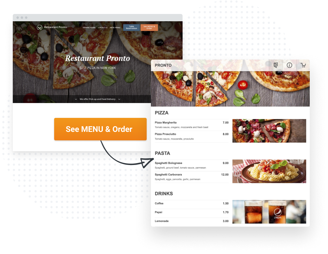Restaurant menu builder with real time ordering